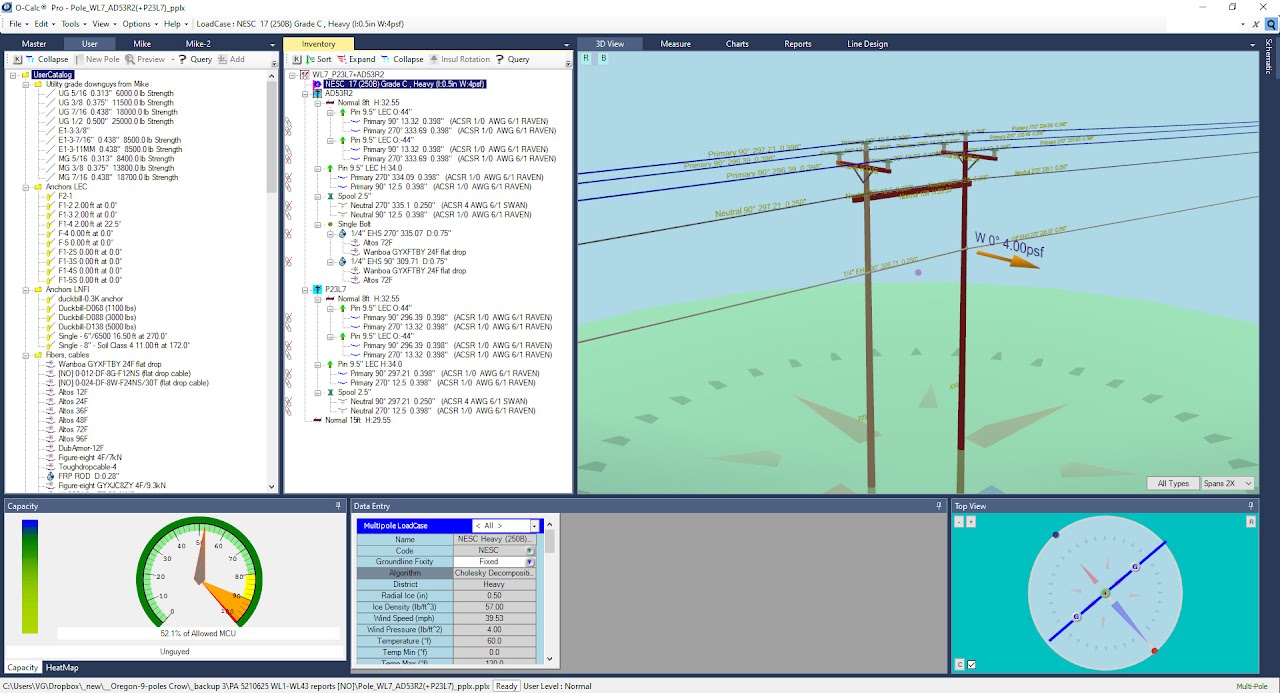 Fiber network splicing and utility pole loading analysis - splice.me